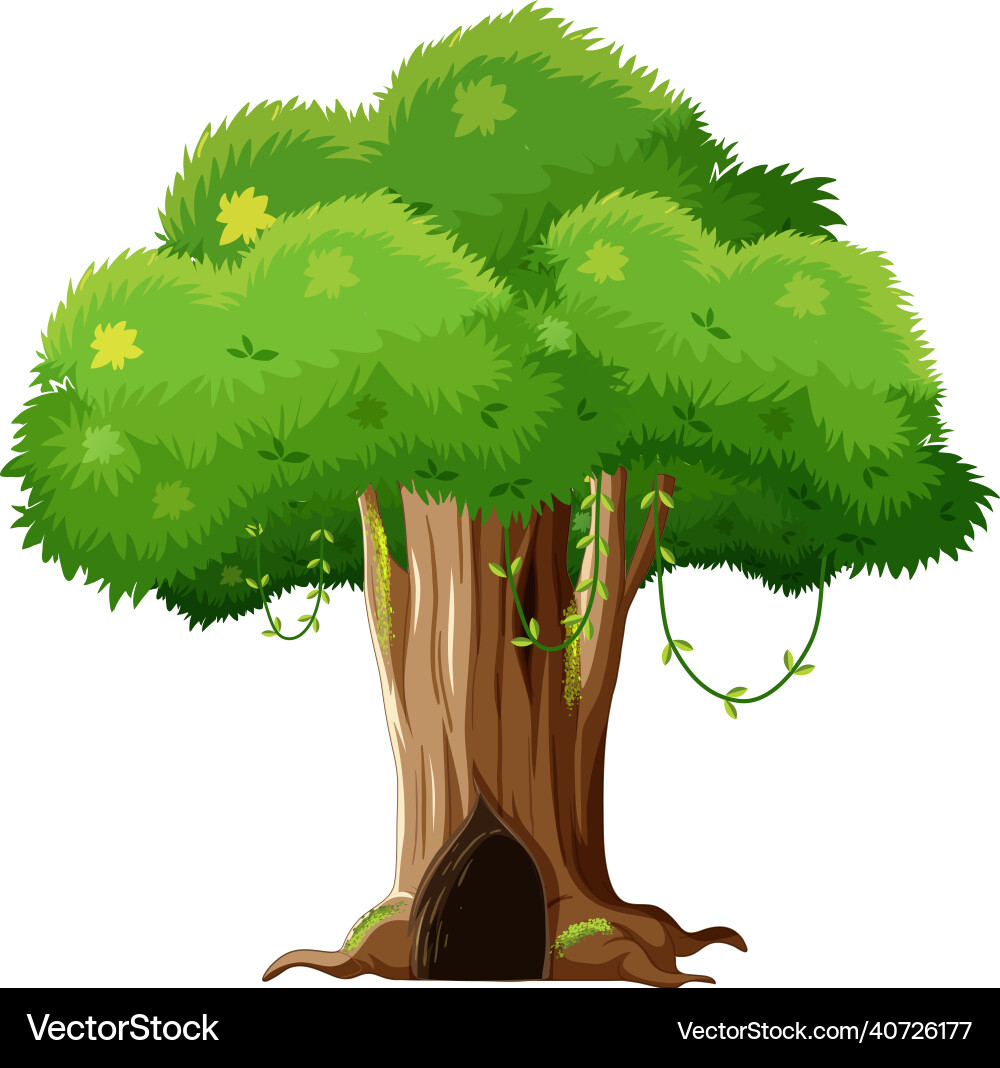 Fantasy tree house inside trunk Royalty Free Vector Image