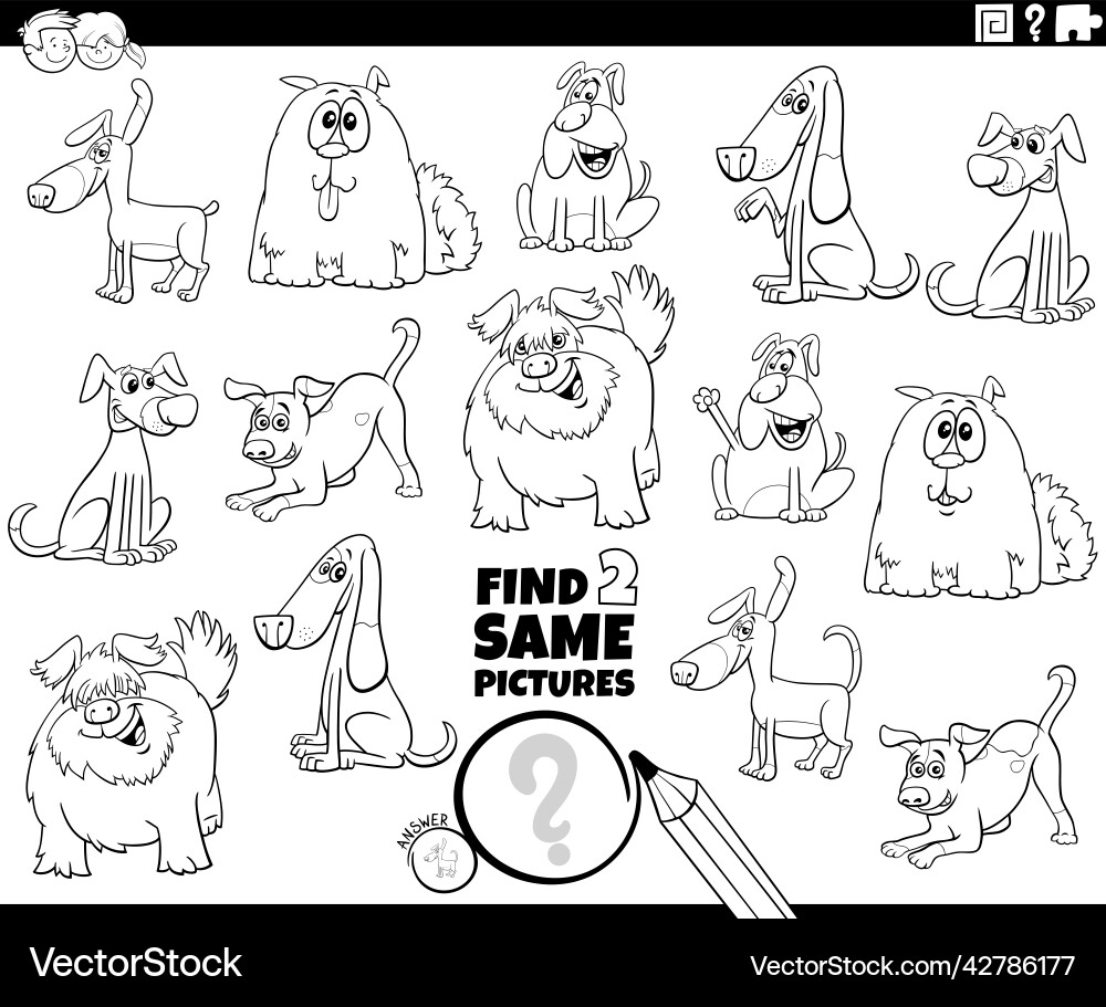 Find Two Same Dogs Coloring Book Royalty Free Vector Image