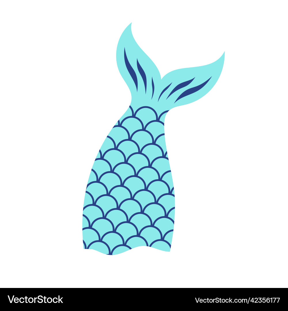 Hand drawn mermaid tail Royalty Free Vector Image