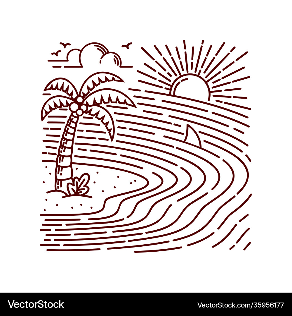 Hand drawn summer beach line Royalty Free Vector Image