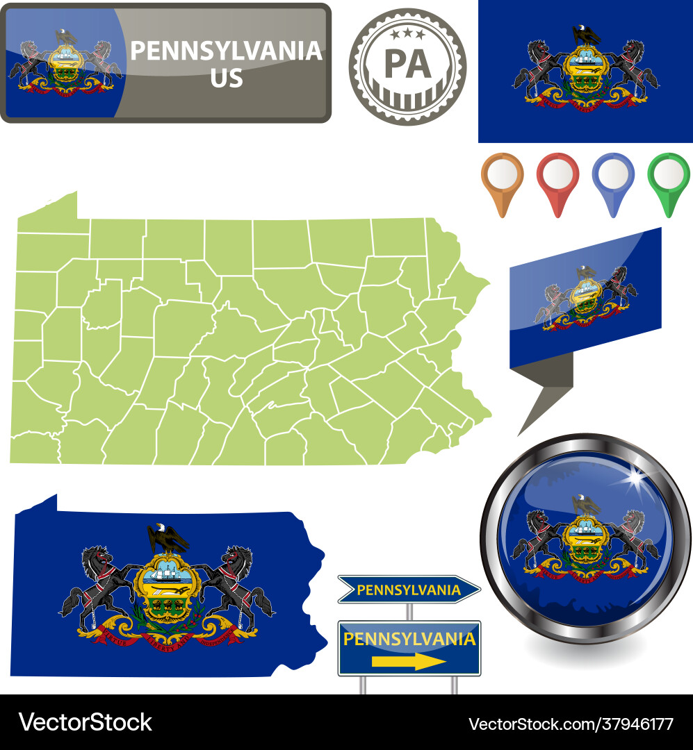 Map pennsylvania us Royalty Free Vector Image - VectorStock