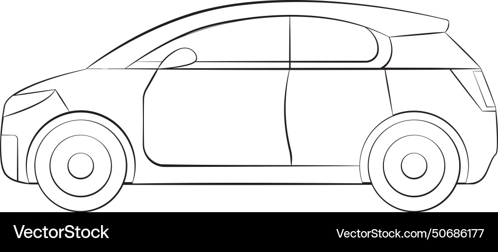 Outline of a modern compact hatchback car Vector Image