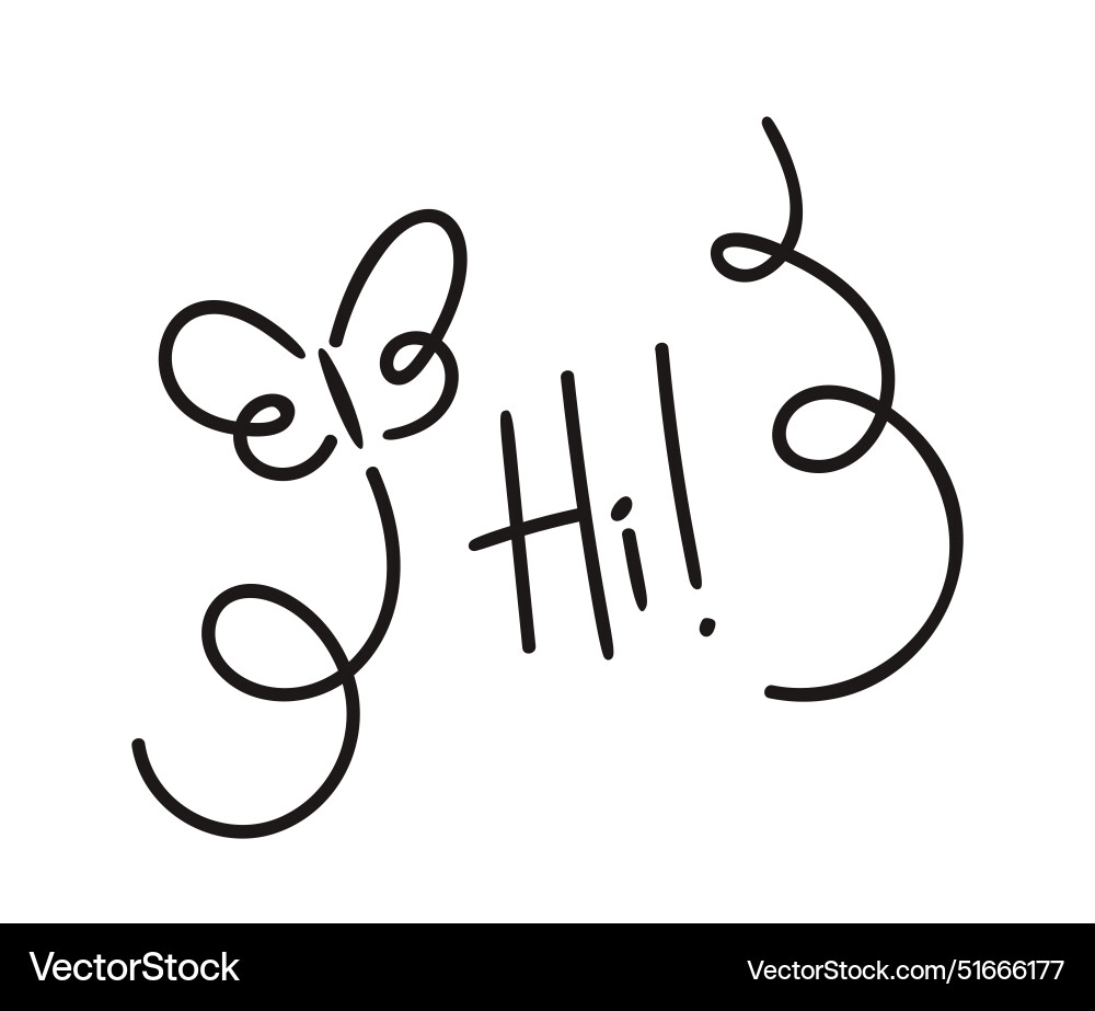 Simple doodle art featuring the word hi Royalty Free Vector