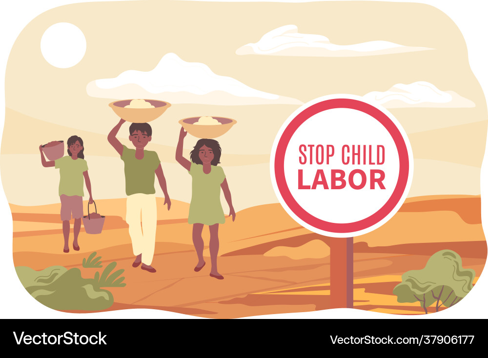 Stoppen Kinderarbeit Poster Lizenzfreies Vektorbild