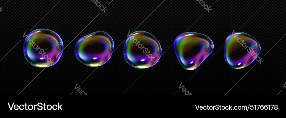 3d soap bubbles set on transparent background Vector Image