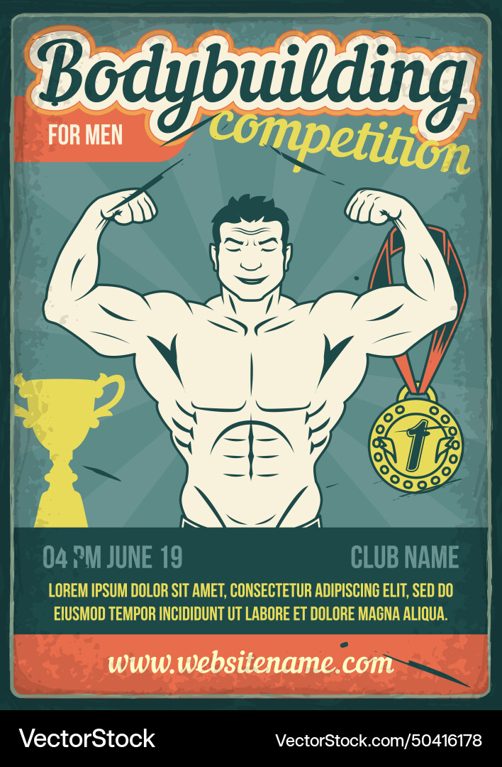 Bodybuilding competition poster Royalty Free Vector Image