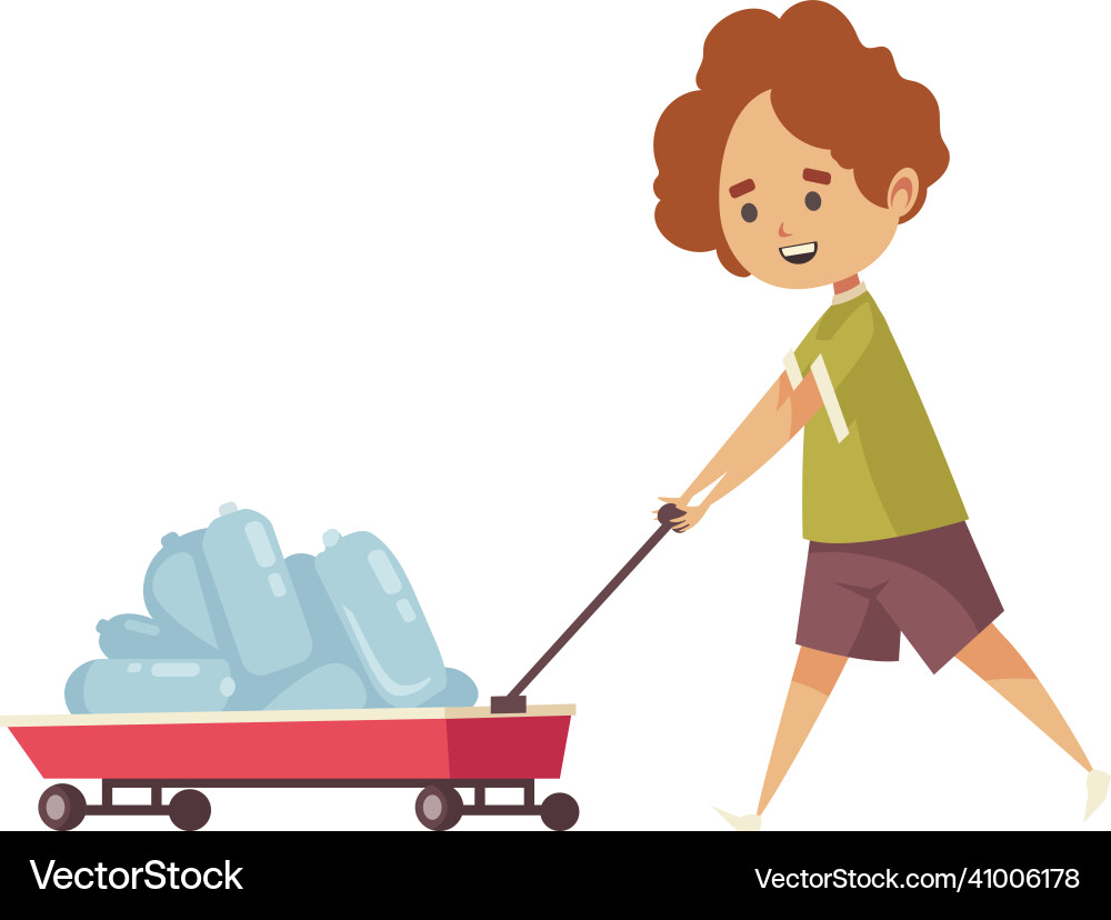 Boy sorting plastic composition Royalty Free Vector Image