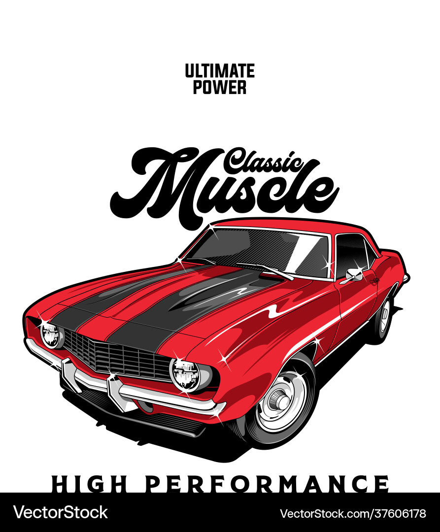 Classic Muscle Car Performance Royalty Free Vector Image