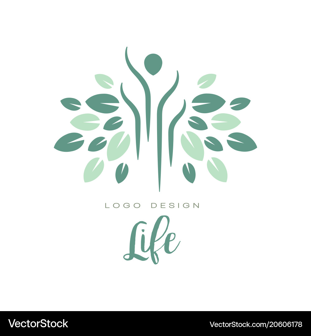 Green life logo for yoga class wellness Royalty Free Vector