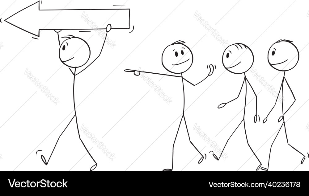 Leader leading team forward on way to success Vector Image