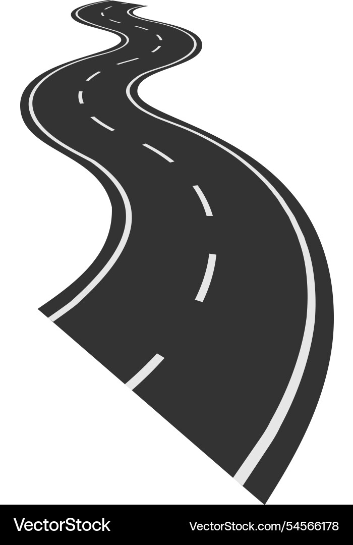 Long winding road stretching into the distance Vector Image