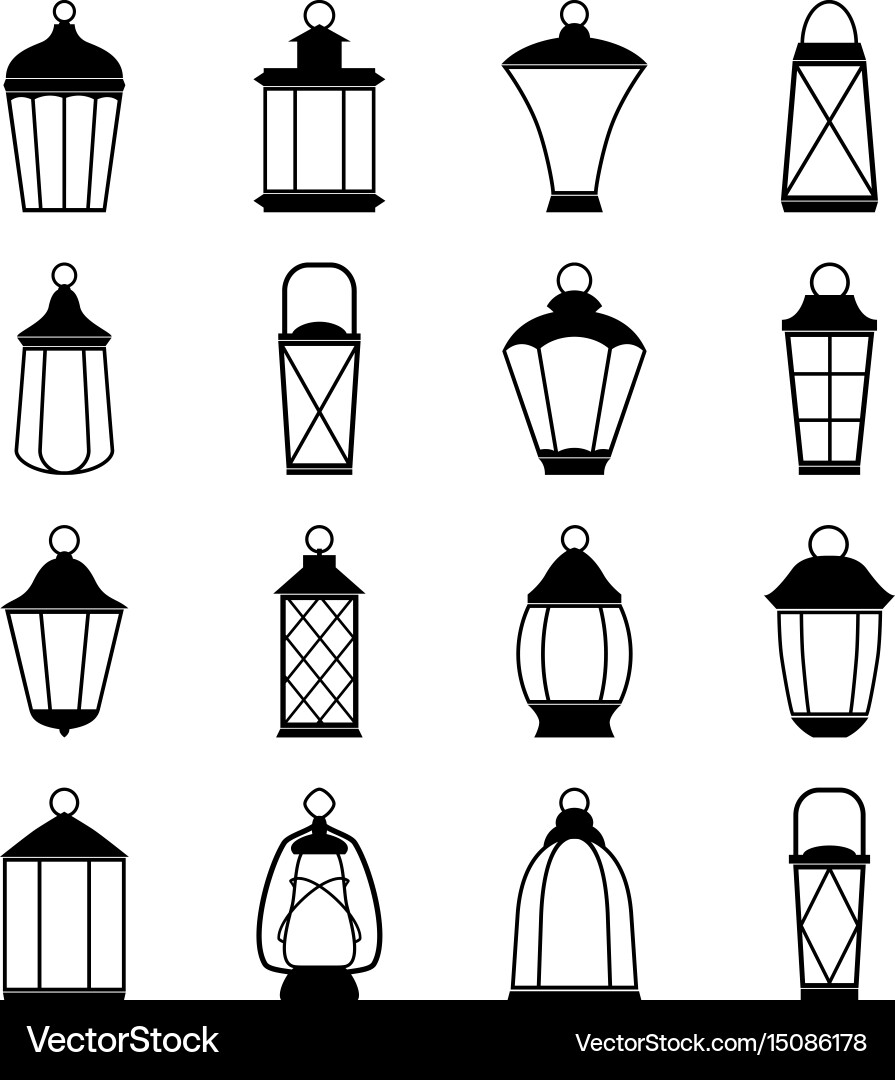 Set of lantern icons Royalty Free Vector Image