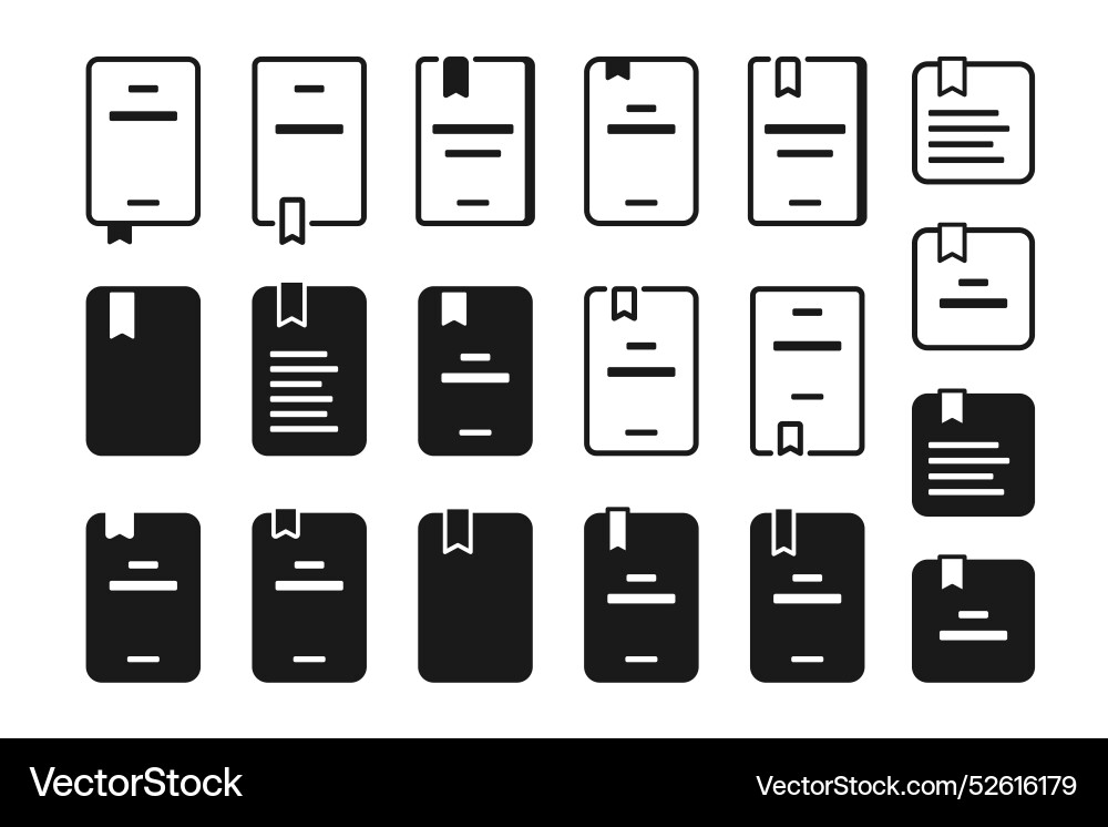 Book with bookmark line shape icon set flat Vector Image