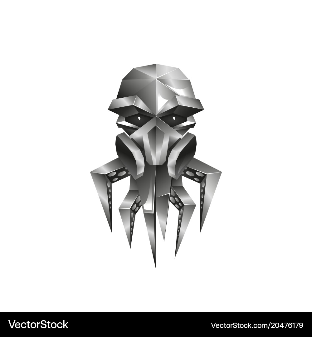 Chrome Octopus Gas Mask Robot Royalty Free Vector Image