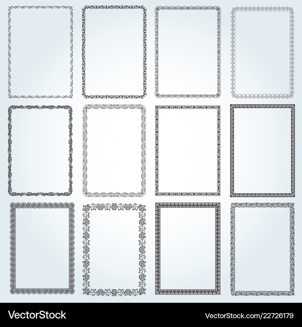 Decorative rectangle frames and borders set Vector Image