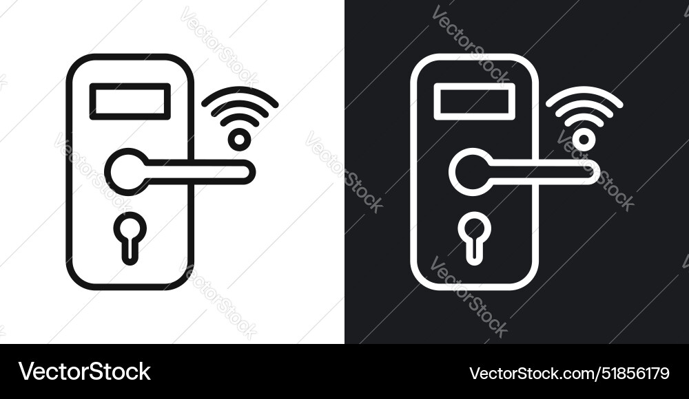 Nfc lock icon set in black and white outlines Vector Image