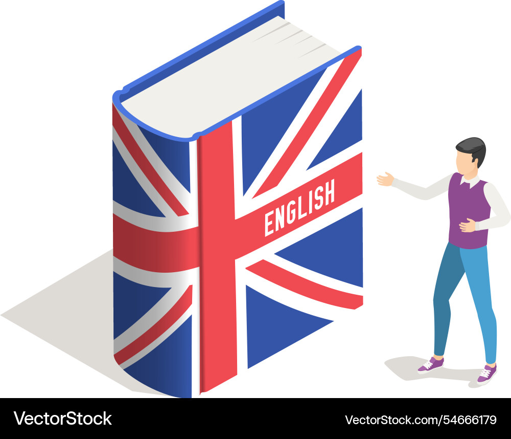 Young man is showing a large textbook Royalty Free Vector