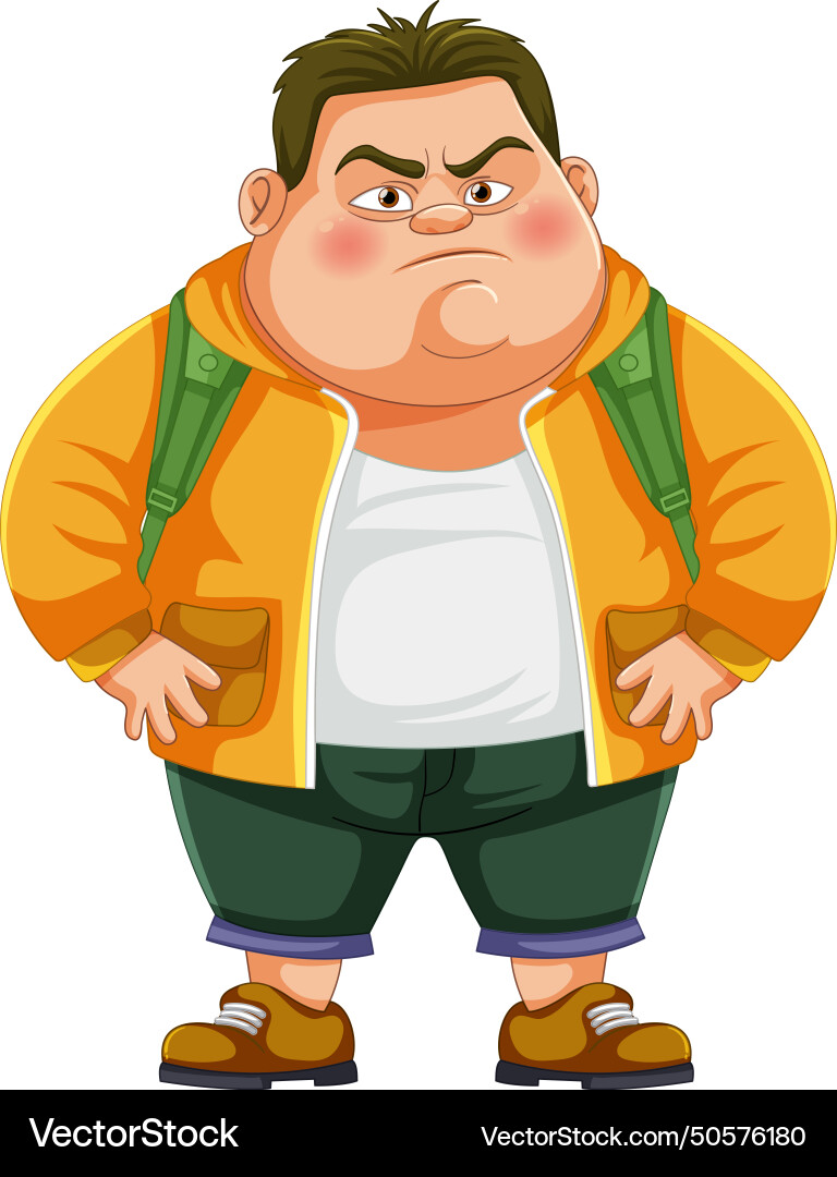 A displeased cartoon man standing Royalty Free Vector Image