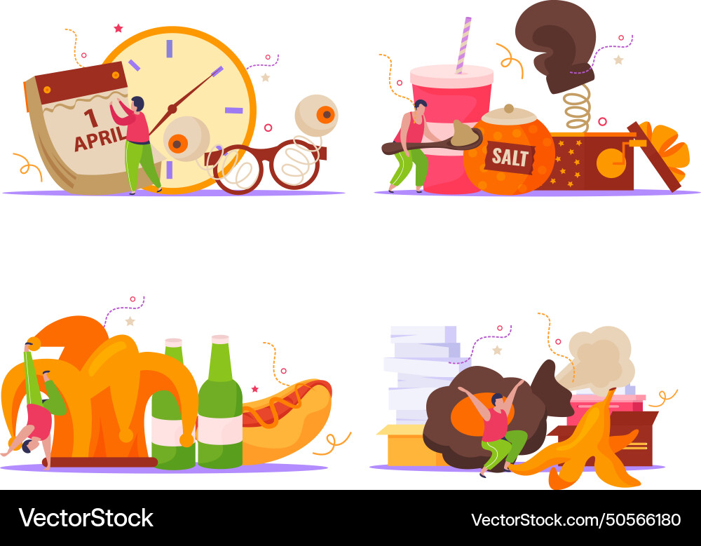 All fools day compositions Royalty Free Vector Image