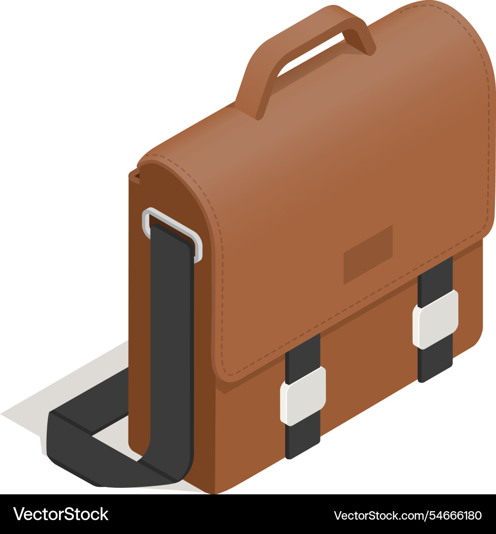 Brown leather messenger bag featuring a sleek Vector Image