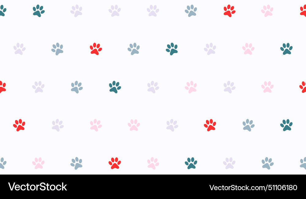 Cartoon style paw print pattern background Vector Image