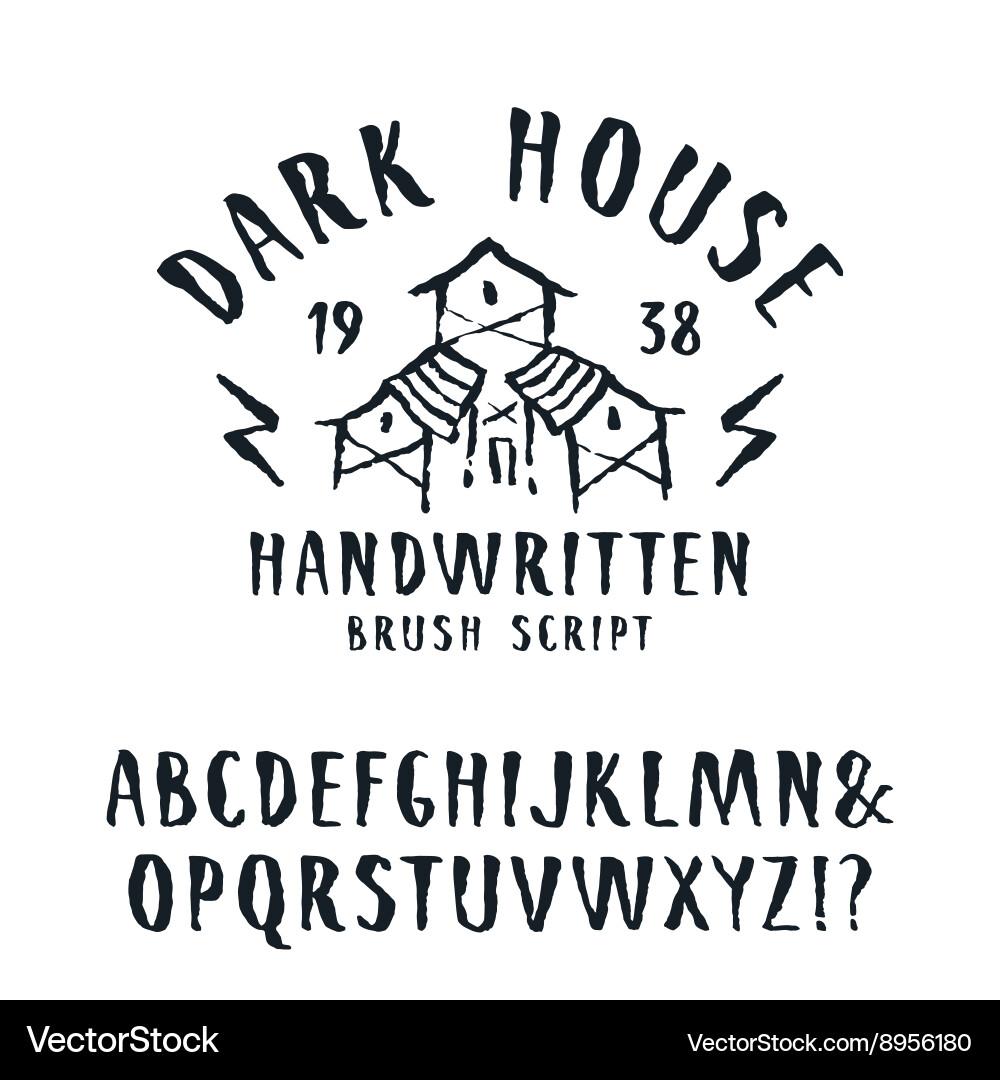 Handwritten brush font in horror style Royalty Free Vector