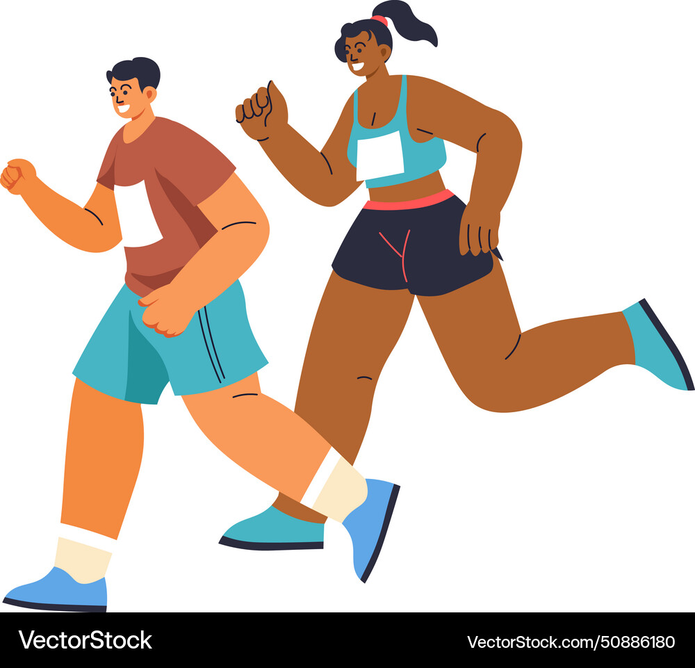 Marathon runners in synchronized stride Royalty Free Vector