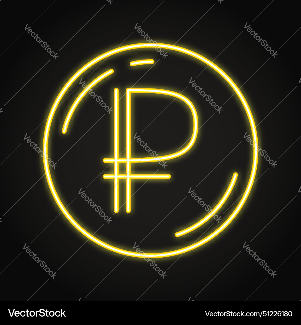 Russian ruble neon line icon Royalty Free Vector Image