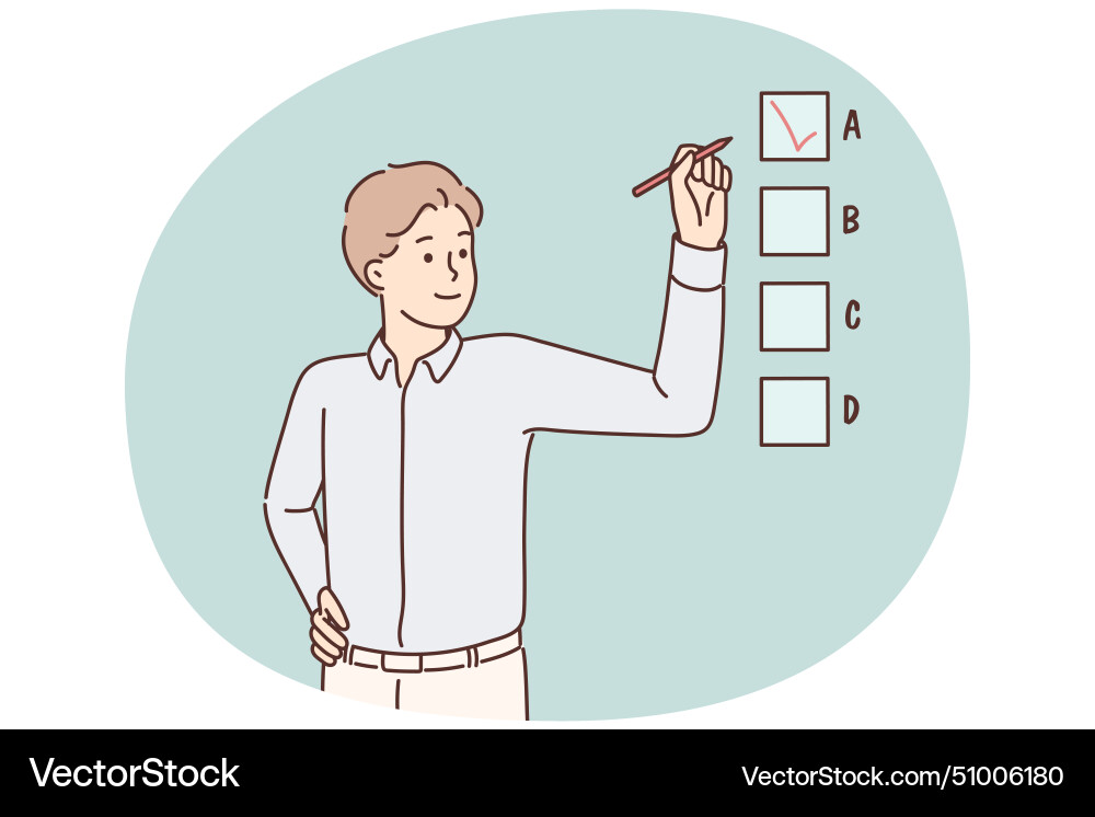Smiling businessman involved in multiple choice Vector Image