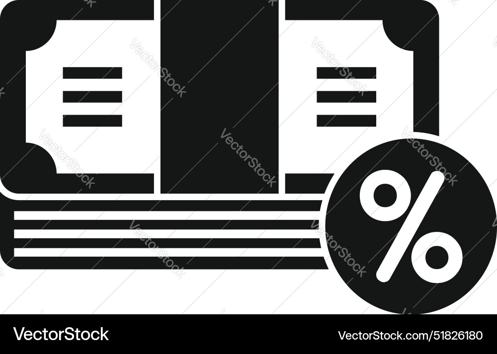 Stack of money earning interest with percentage Vector Image