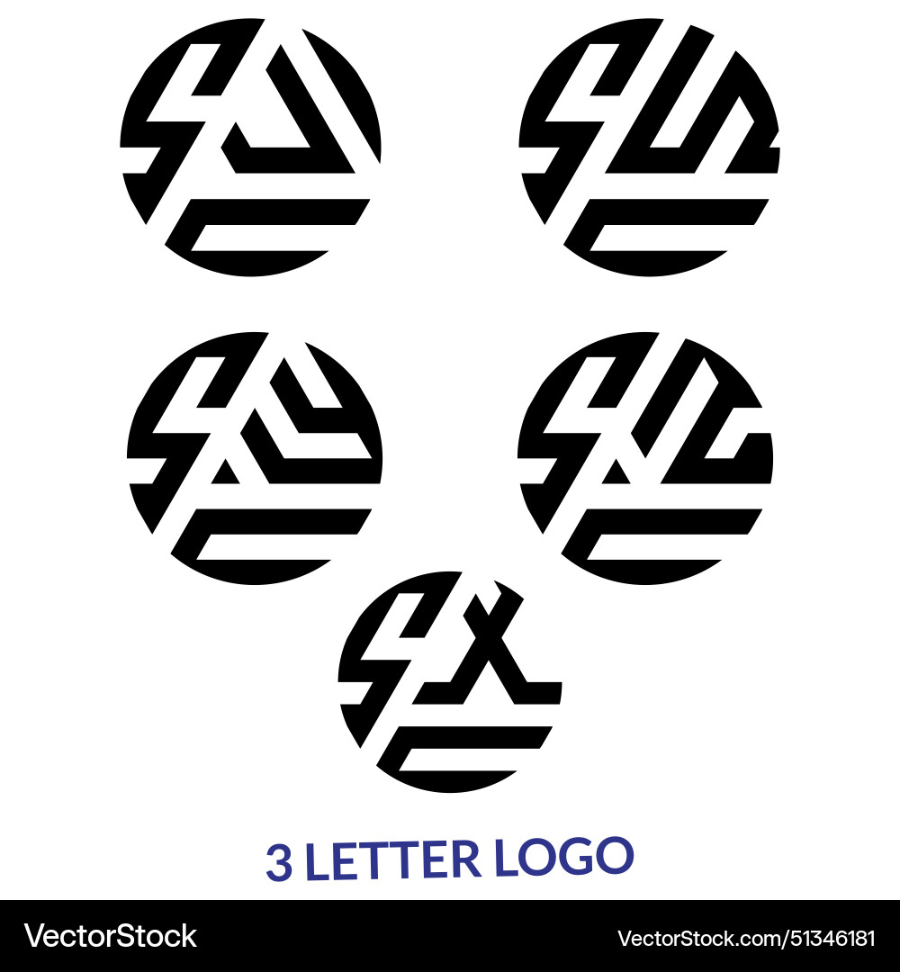 3 letter modern generic huge logo Royalty Free Vector Image