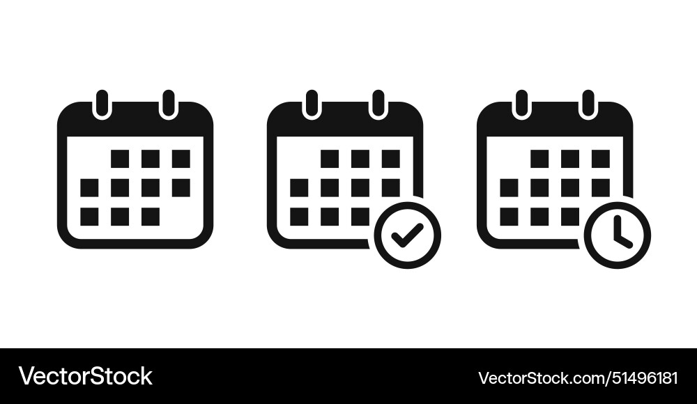 Calendar icon set schedule symbol – Royalty-Free Vector | VectorStock