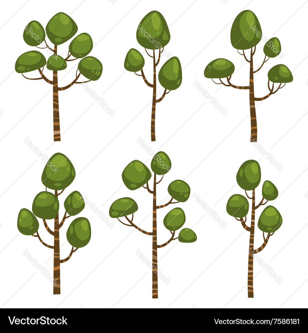 Cartoon tree set Royalty Free Vector Image - VectorStock