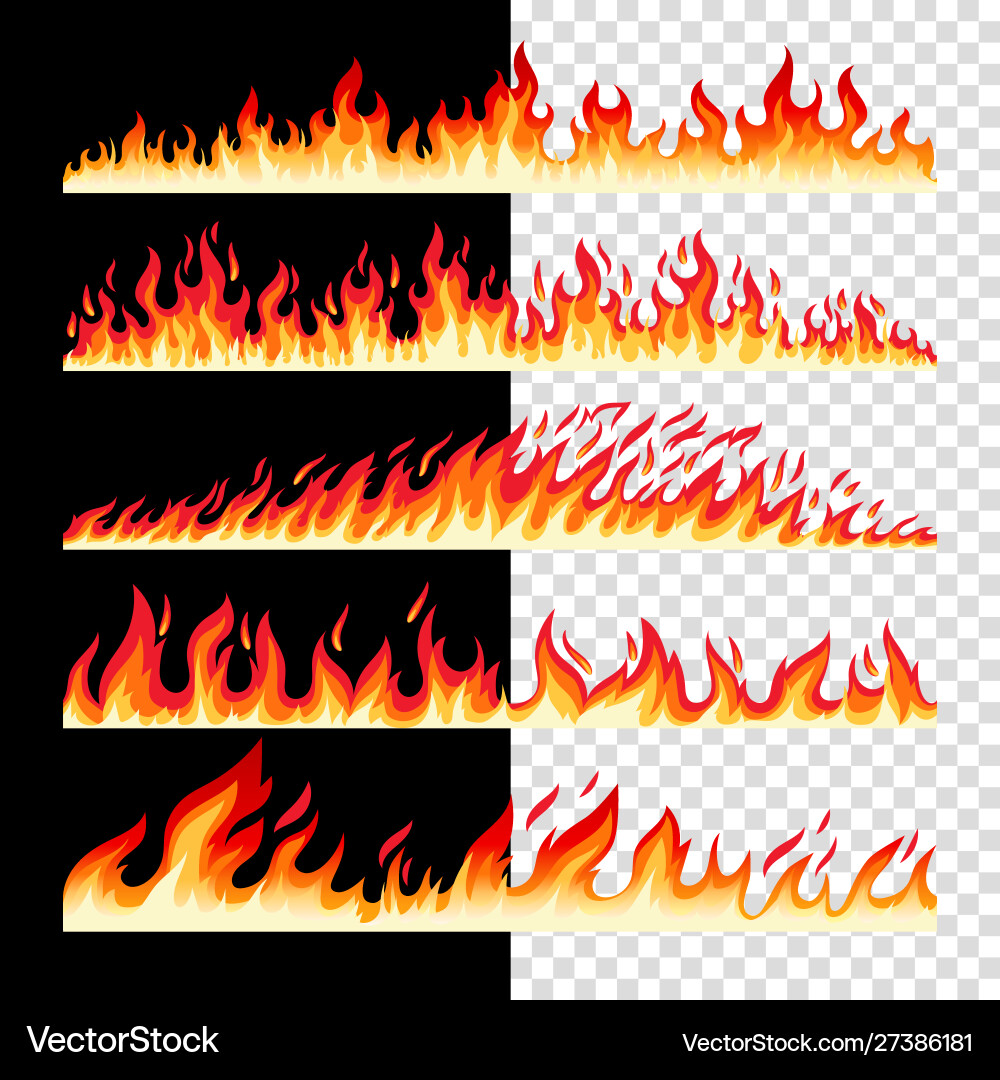 Horizontal seamless fire borders Royalty Free Vector Image