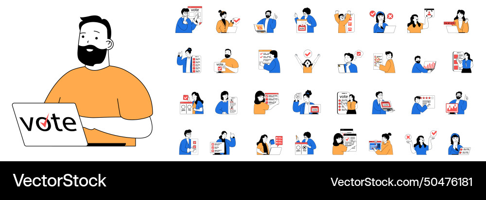 Online voting concept with character situations Vector Image