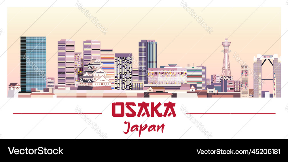 Osaka skyline in bright color palette Royalty Free Vector