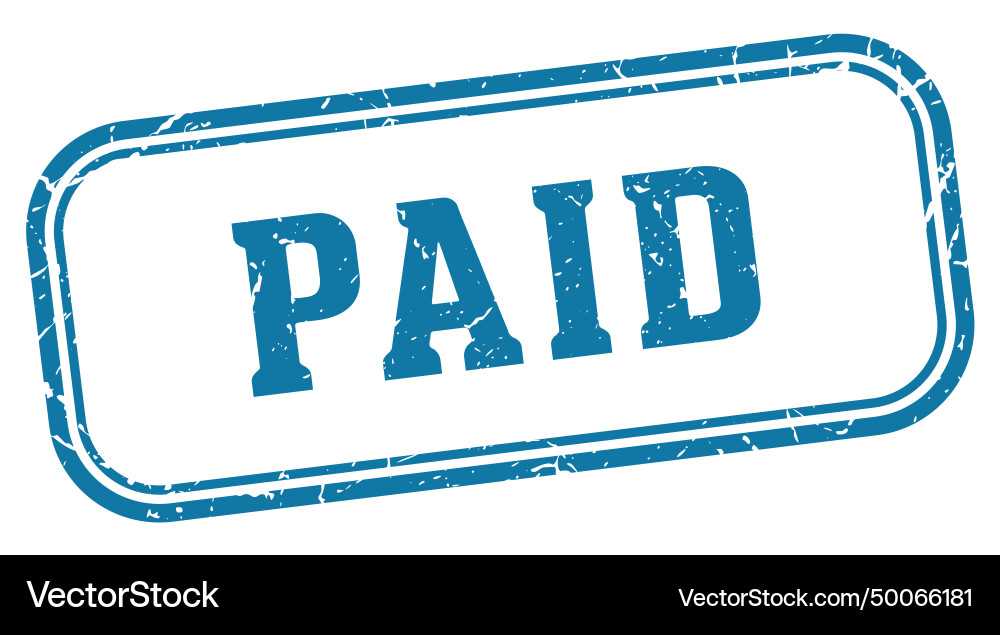 Paid stamp rectangular on white Royalty Free Vector Image