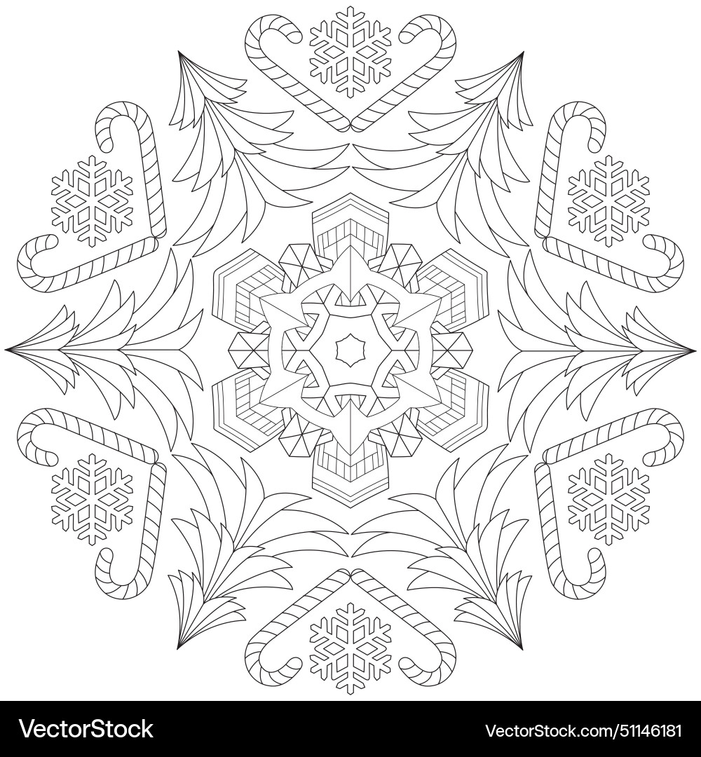 Winter mandala with snowflake christmas tree Vector Image