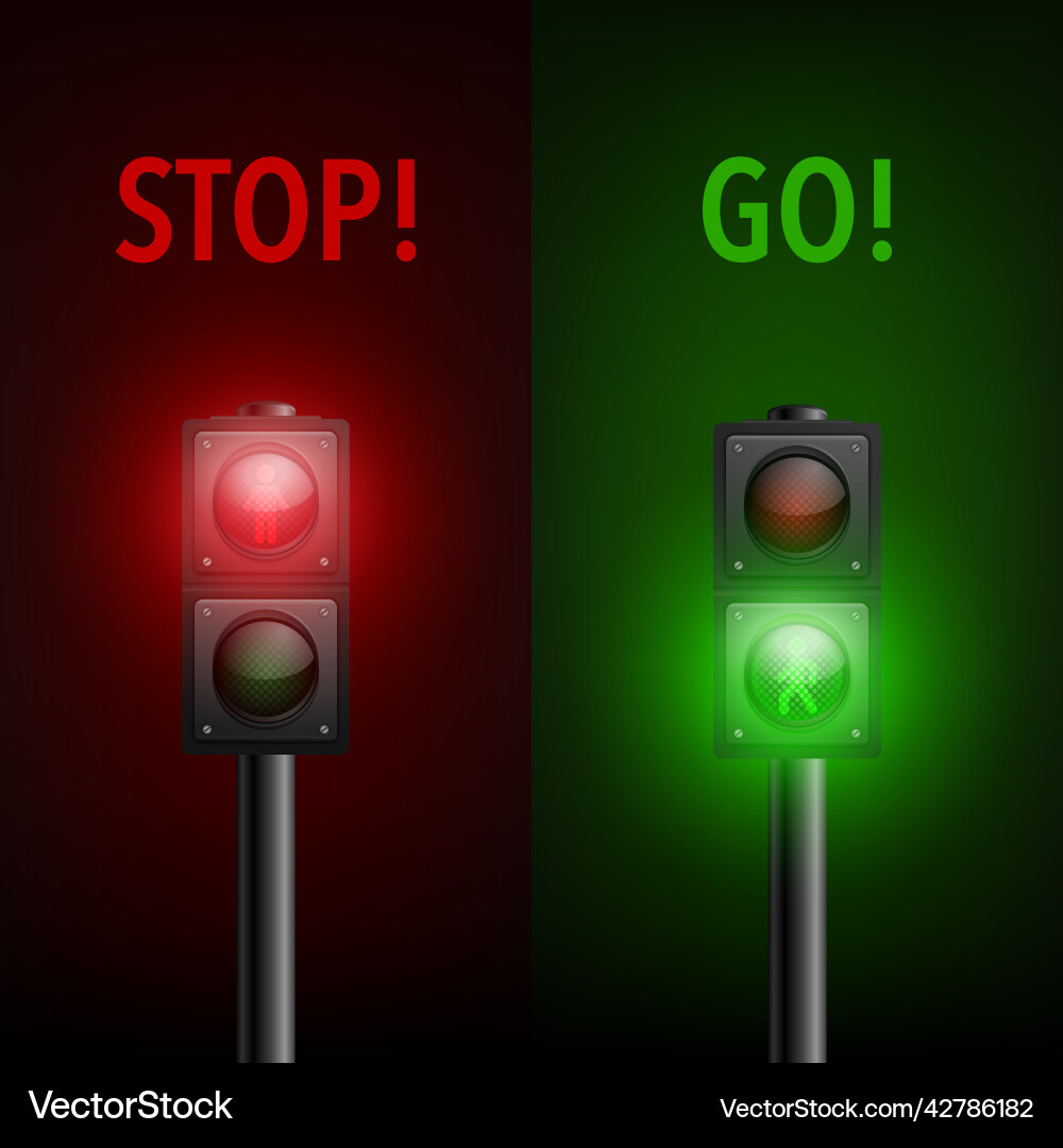 3d realistic detailed road traffic lights Vector Image