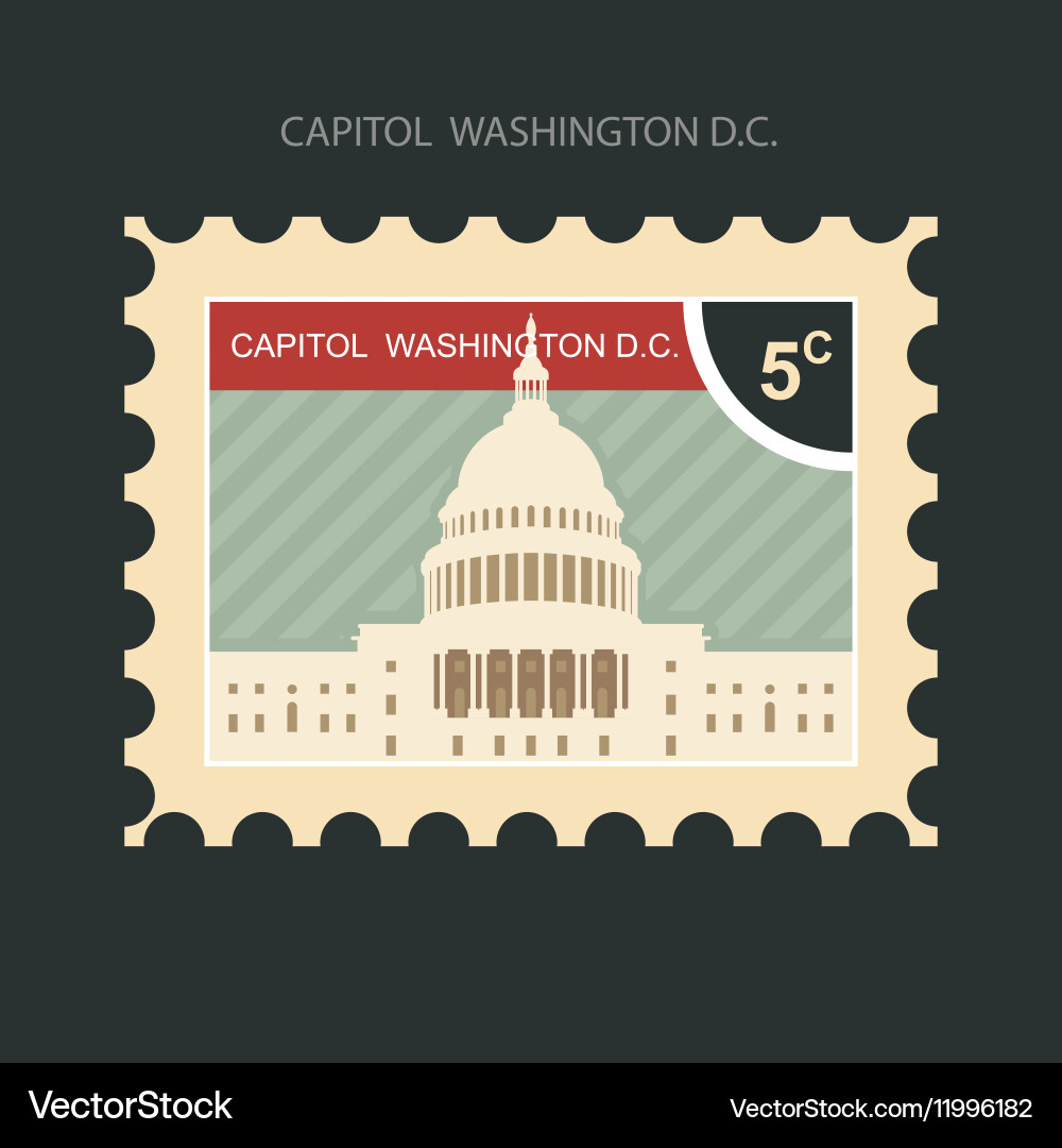 Capitol Building Postage Stamp Royalty Free Vector Image