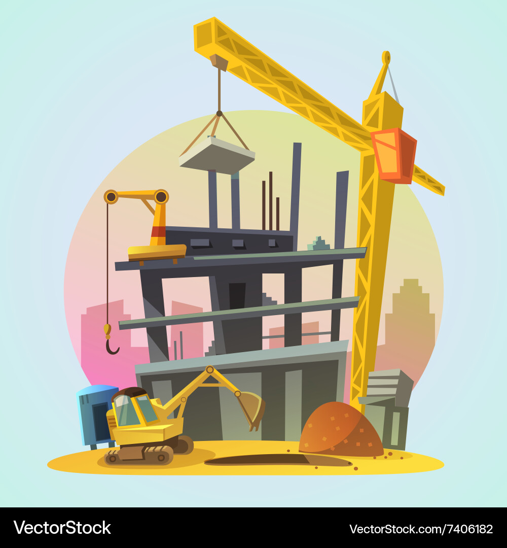 Construction Machinery Cartoon Royalty Free Vector Image