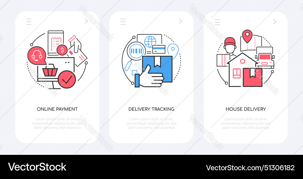 Online payment and delivery - line design style Vector Image