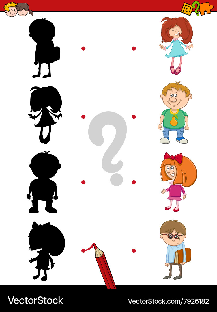 Preschool shadow activity with kids Royalty Free Vector