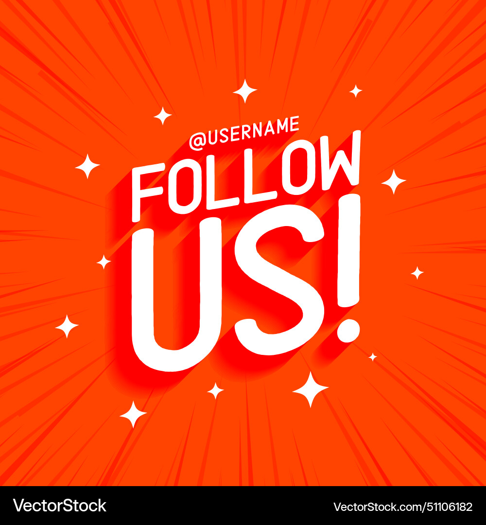 Stylish follow us promo template for web platform Vector Image