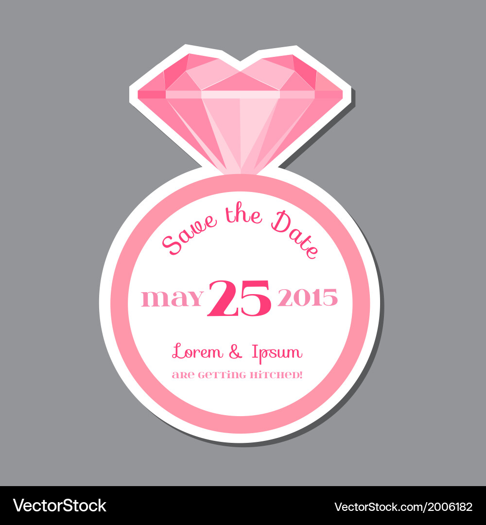 Wedding invitation card with diamond ring Vector Image