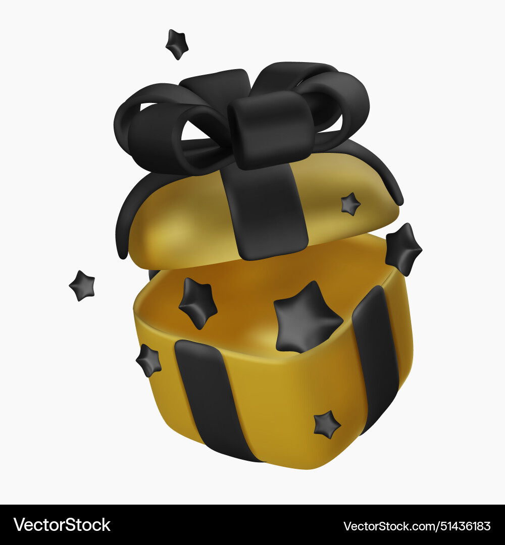 3d cartoon render floating gold present Royalty Free Vector