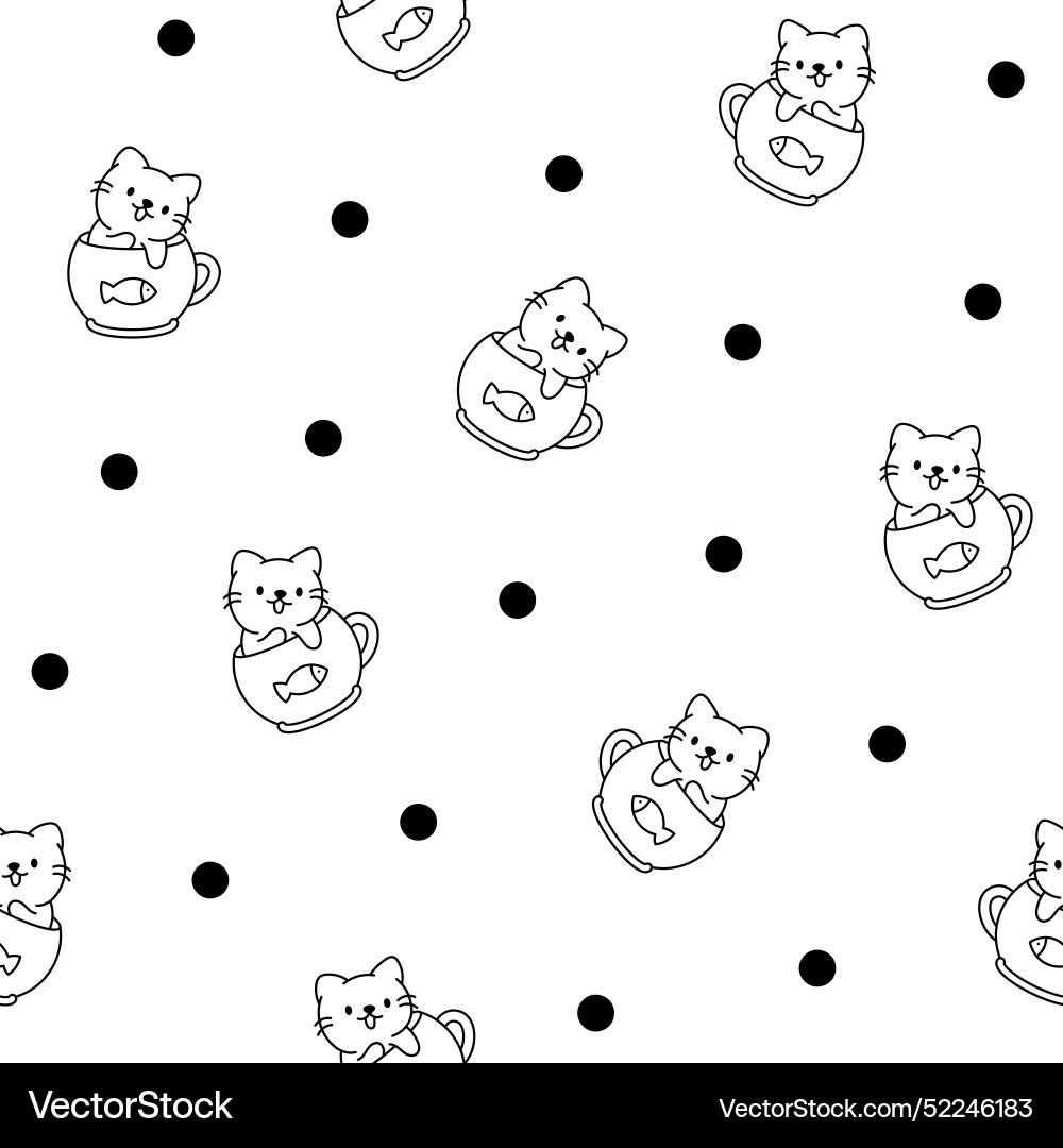 Cute kawaii animals in a cup coloring page Vector Image