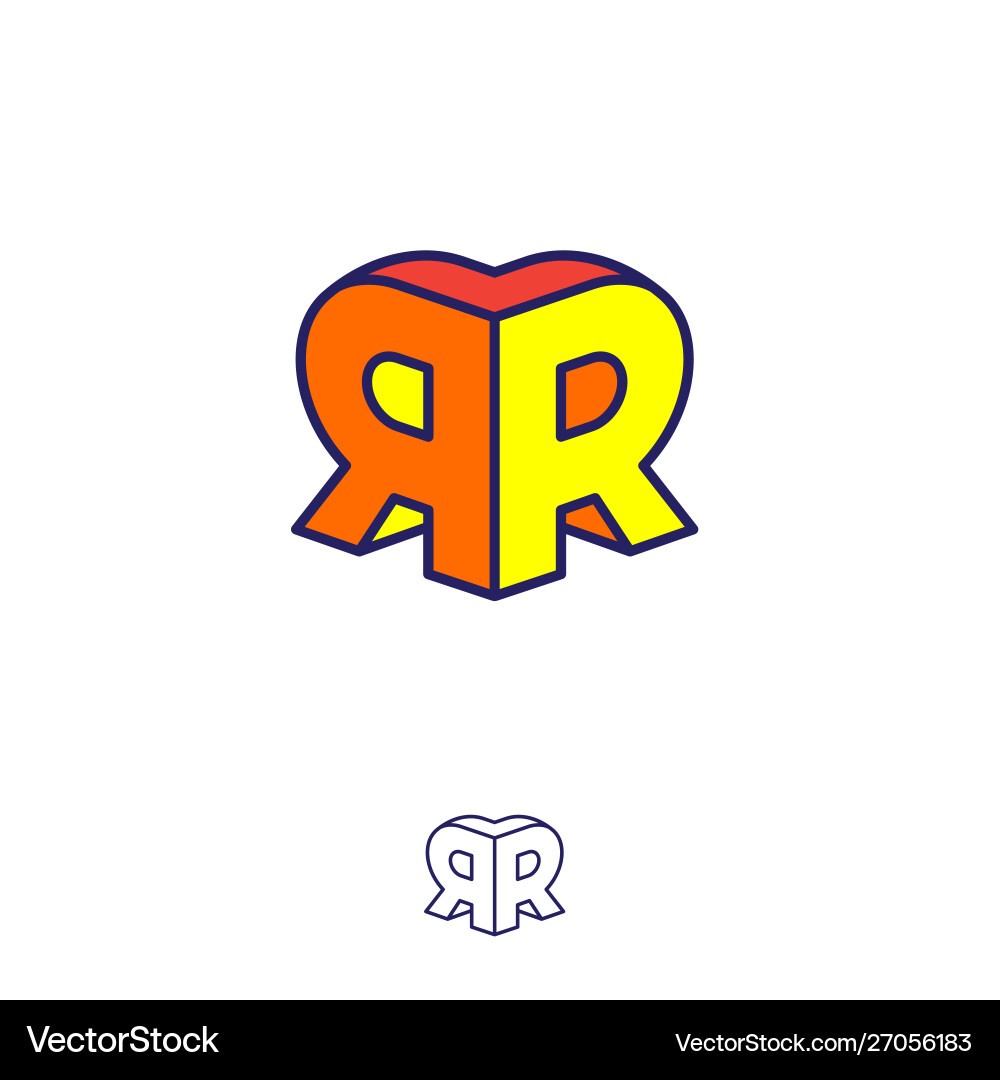 Double r logo two letters volume figure building Vector Image