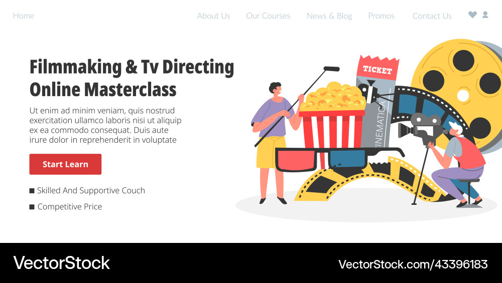 Filmmaking and tv directing online masterclass Vector Image
