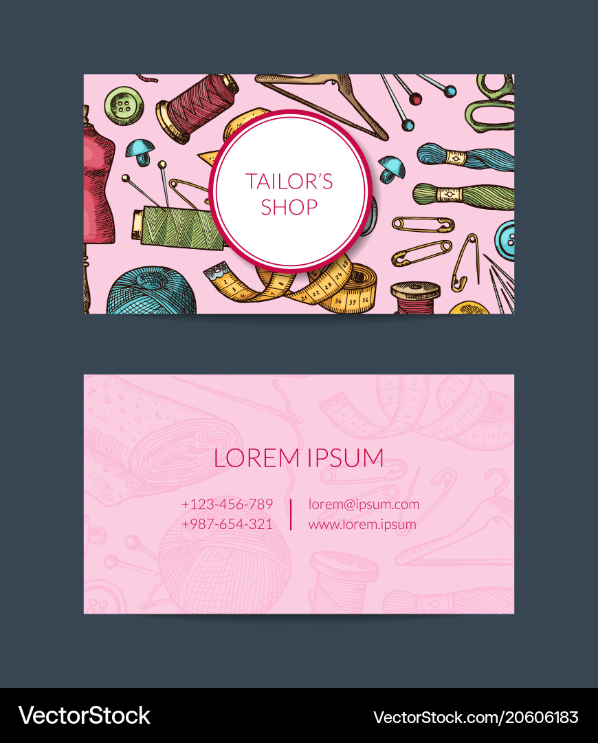 Hand drawn sewing elements card template Vector Image